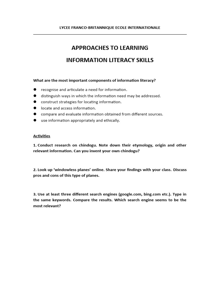 3.c.atl - Information Literacy Skills | PDF