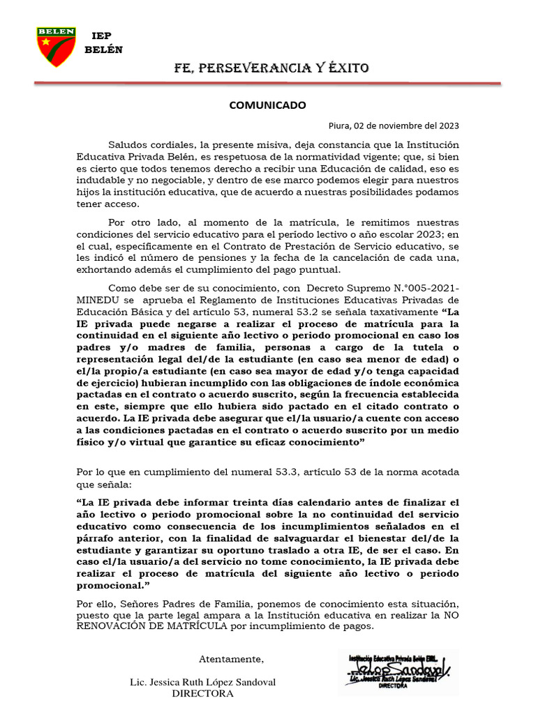 Comunicado No Continuidad | PDF | Justicia | Crimen y violencia