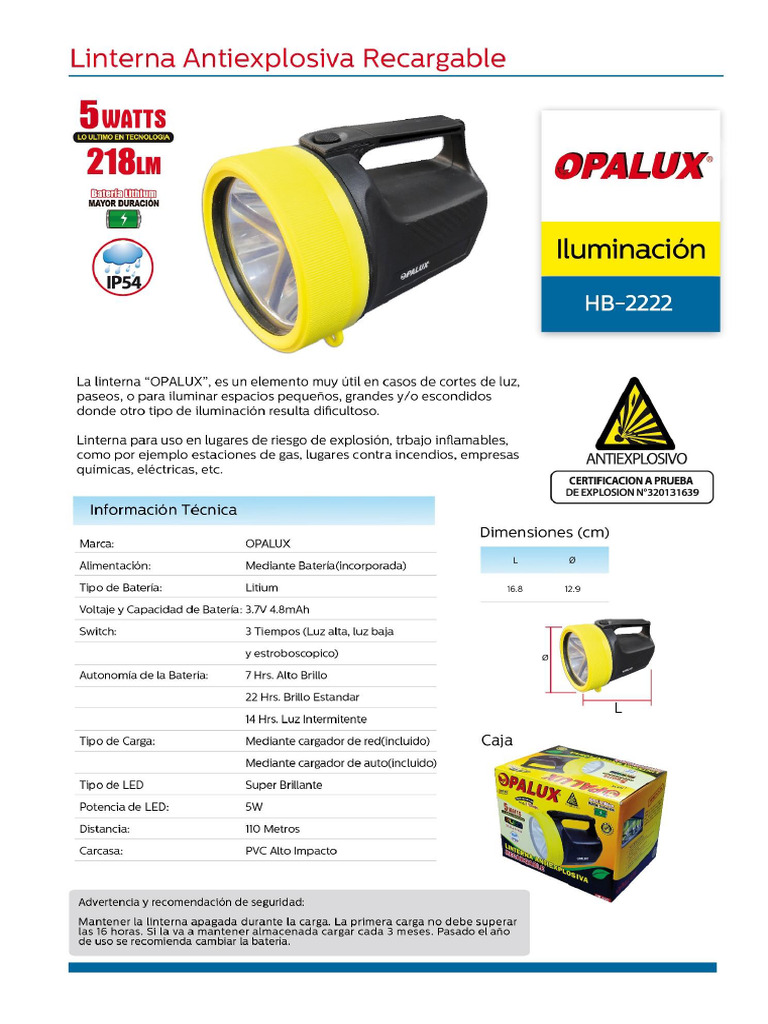 Ficha-Tecnica-Hb-2222 Opalux - Antiexplosiva | PDF