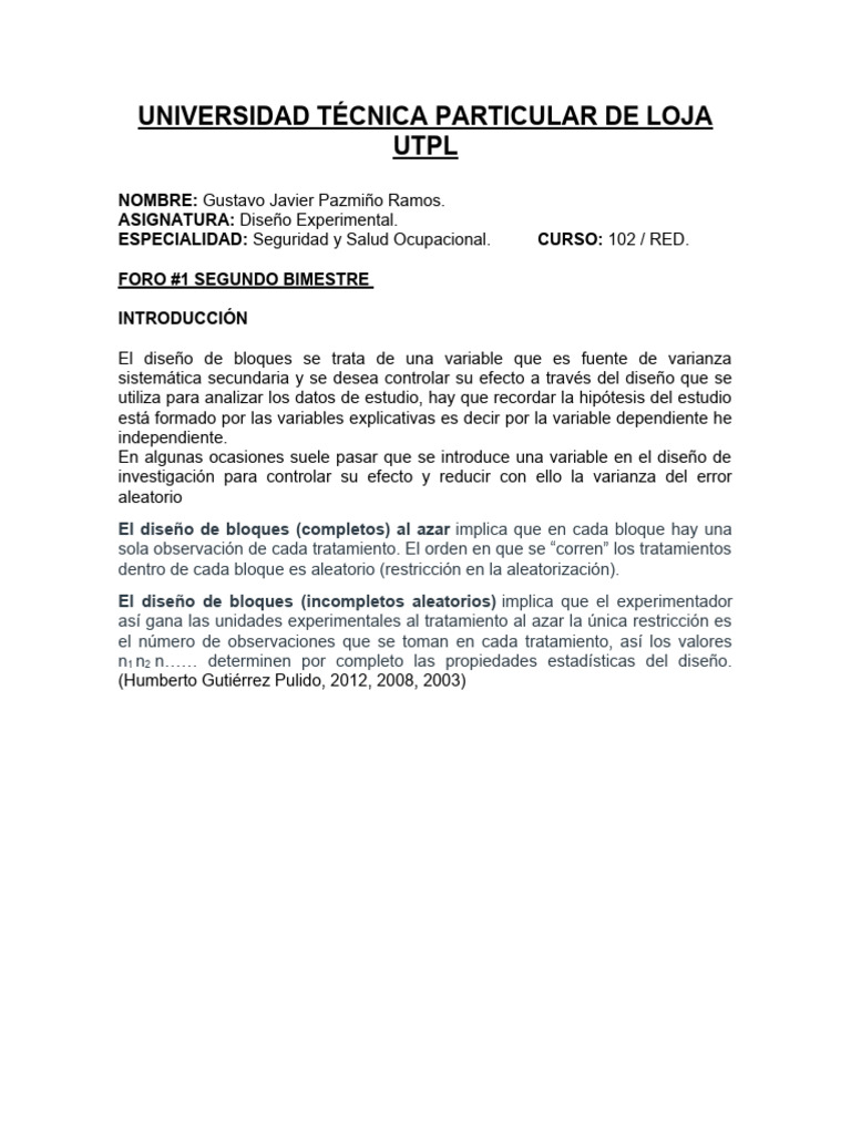 Diseño de Bloques en Experimentos | PDF | Experimentar | Observación