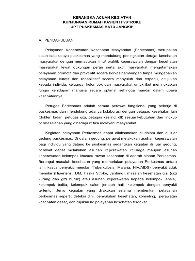 KAK Kunjungan Rumah Pasien HT Stroke | PDF