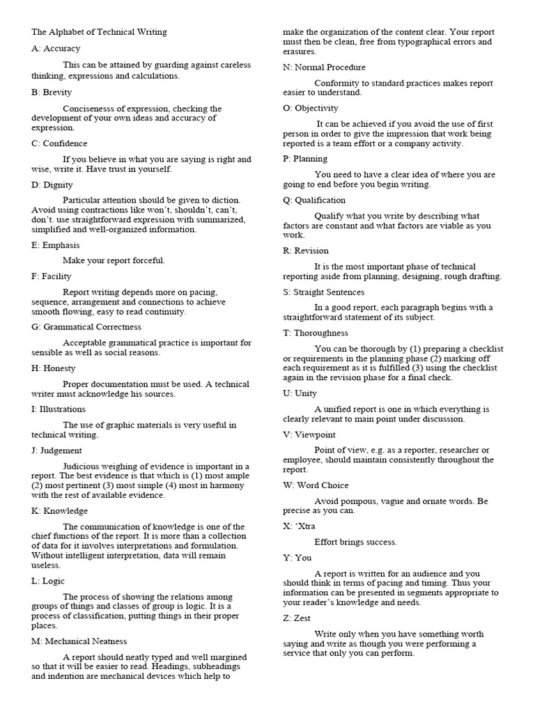 The Alphabet of Technical Writing | PDF | Cognitive Science | Communication