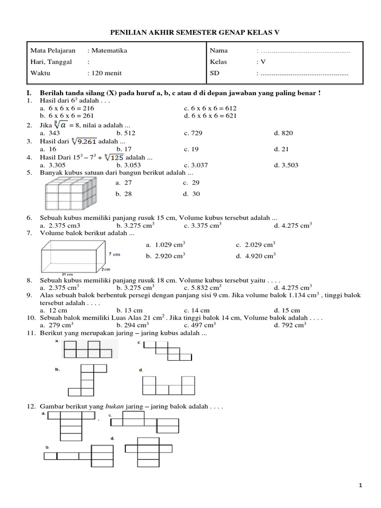 Soal Pat Matematika Kelas 5 | PDF