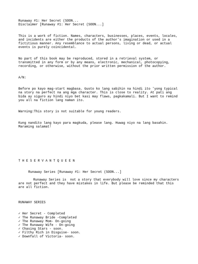 Runaway #1 Her Secret | PDF