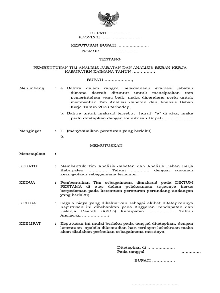 Format SK TIM Anjab | PDF