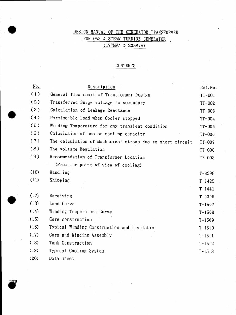 Design Manual GT Transformer 177 MVA Hitachi | PDF