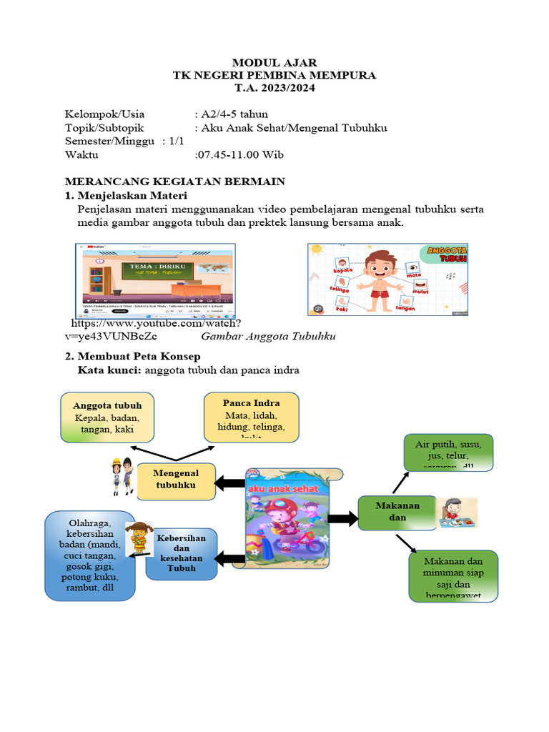 Modul Ajar Mengenal Tubuh Anak TK | PDF | Kesehatan Holistik