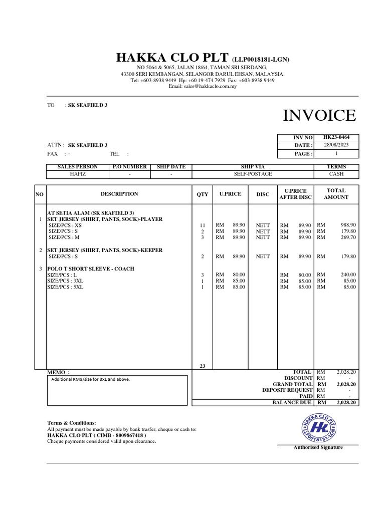 Invoice for SK Seafield 3 | PDF | Payments | Financial Services