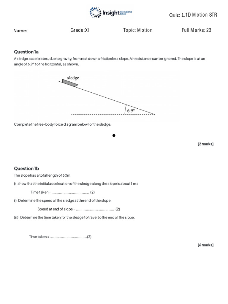 Q 1.1d Motion - Str-23 | PDF | Force | Slope