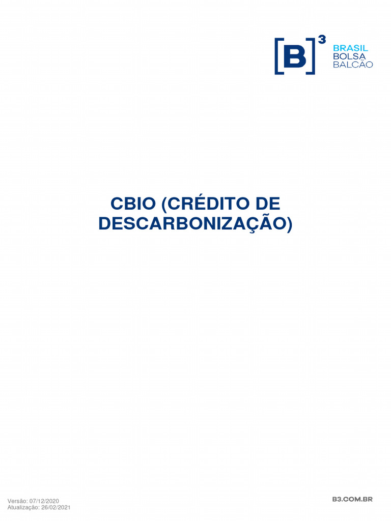 Manual Operacoes - CBIO - CREDITO DE DESCARBONIZACAO | PDF | Empréstimos | Crédito
