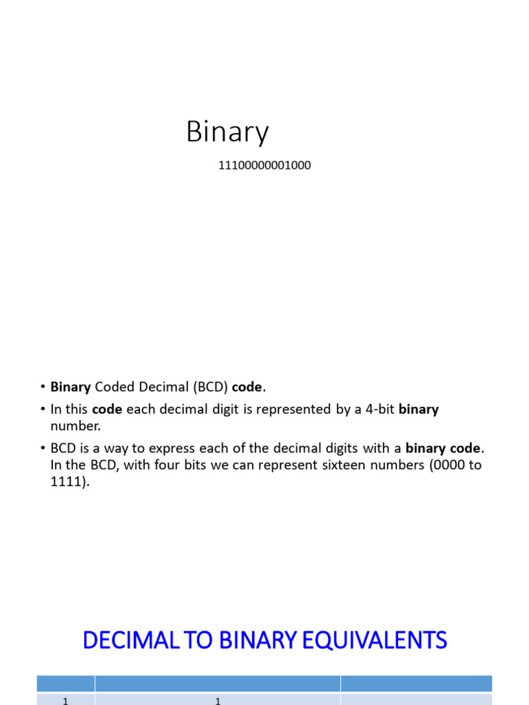 Student Copy Binary Codes Lecture | PDF | Binary Coded Decimal | Computer Data