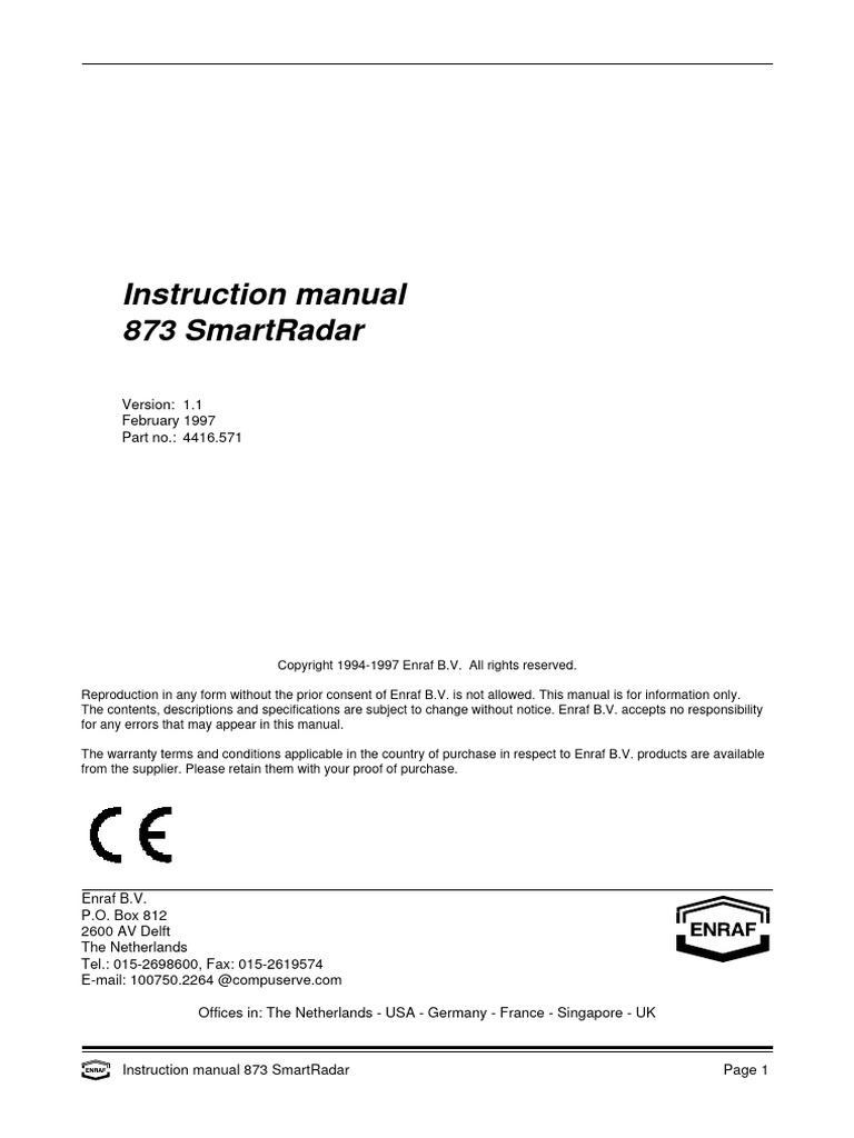 873 SmartRadar - Instruction Manual | PDF | Radar | Microwave