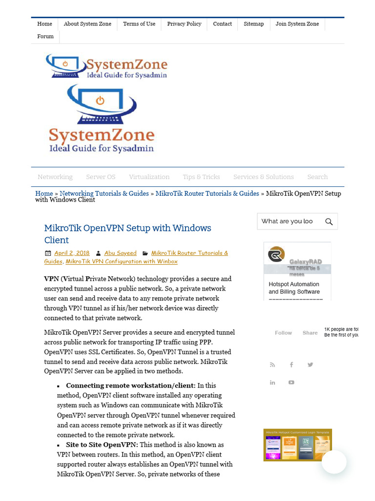 MikroTik OpenVPN Setup With Windows Client | PDF | Computer Network | Ip Address
