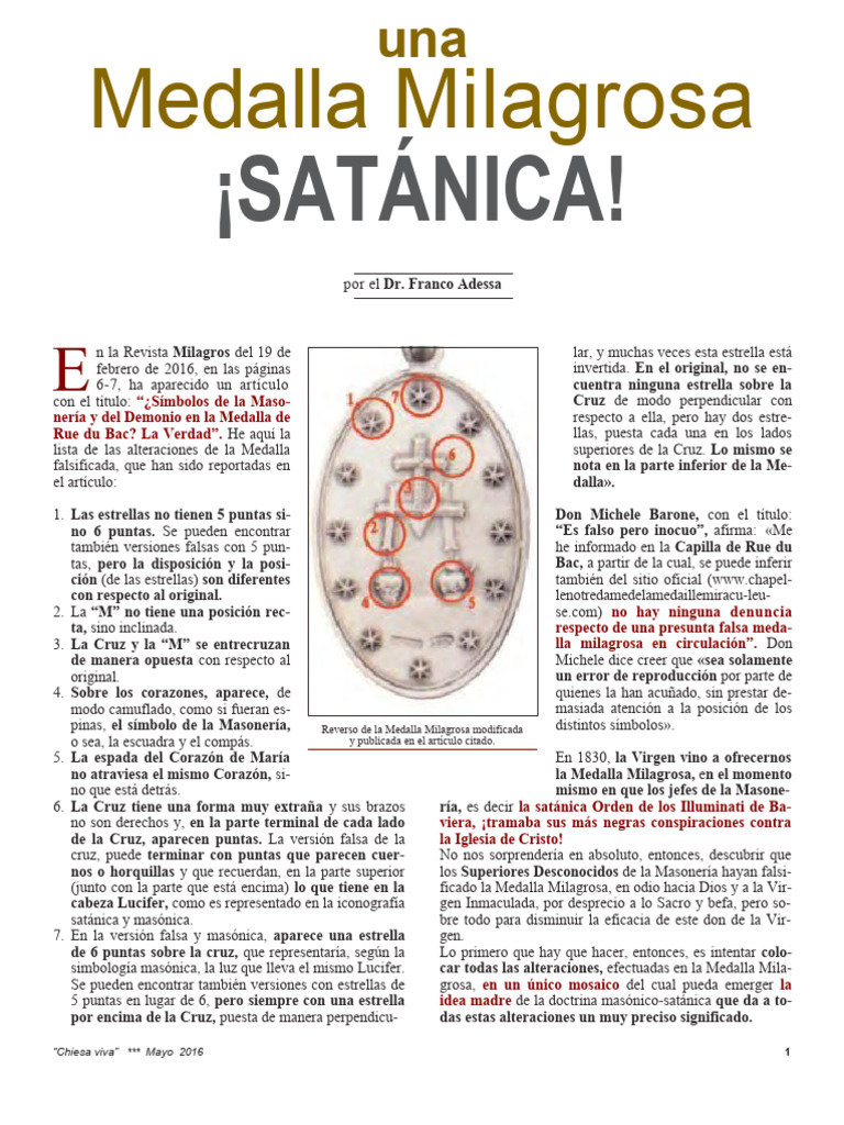 Simbolos de La Masoneria en La Medalla M | PDF | María, madre de Jesús | Creencia religiosa y ...