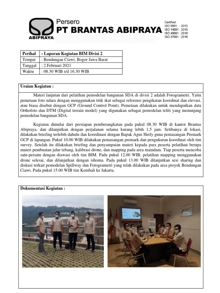LAPORAN KEGIATAN BIM DI CIAWI | PDF