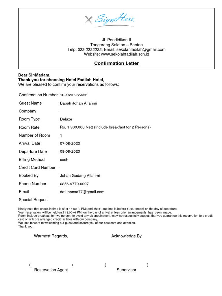 Confirmation Letter | PDF