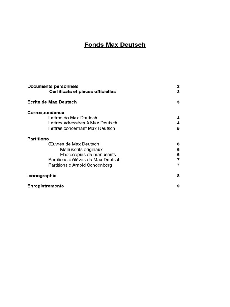 Archives Musicales de Max Deutsch | PDF | Classiques
