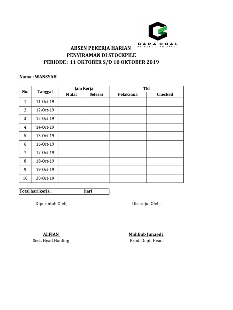 Absen Jaga Mess | PDF | Bisnis