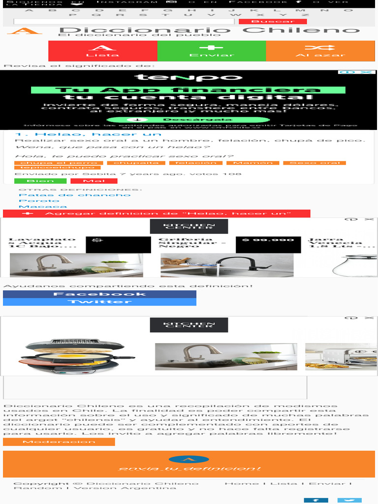 Diccionario Chileno Definiciones de "Helao, Hacer Un" | PDF