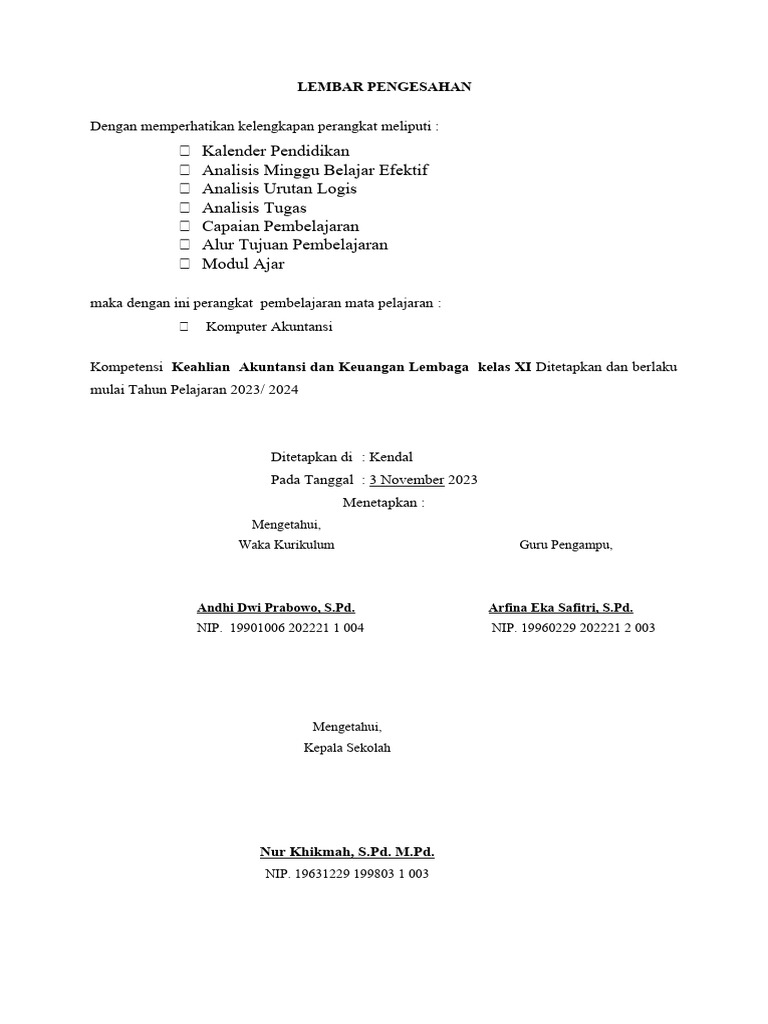 Lembar Pengesahan Perangkat | PDF