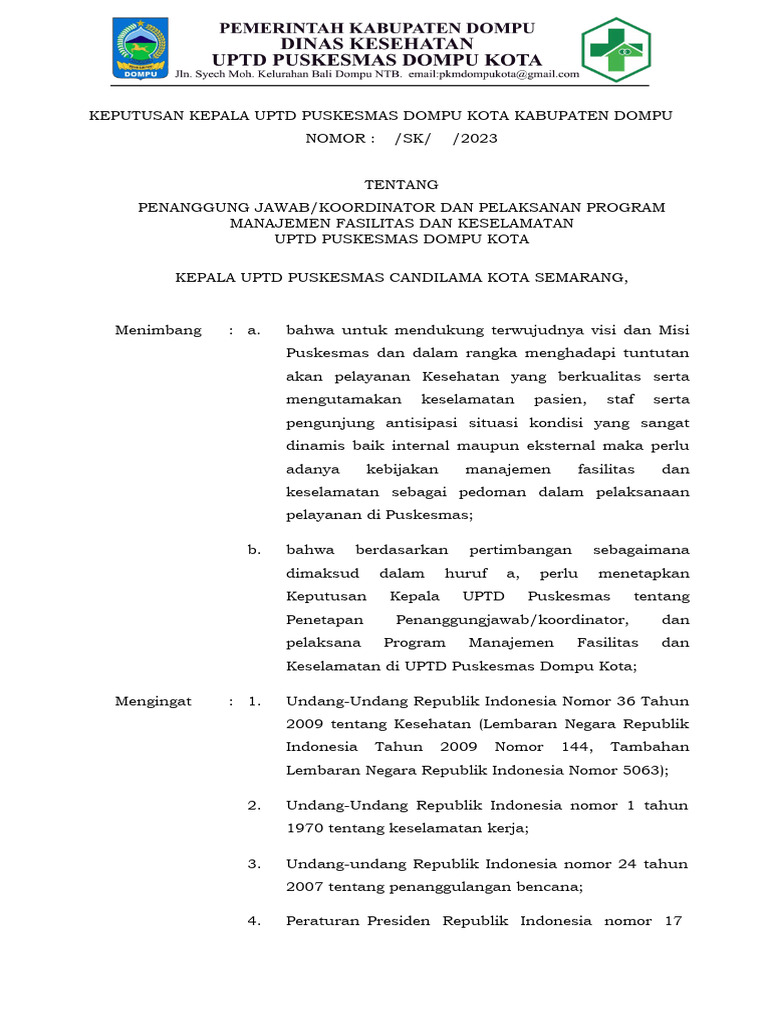 1.4.1.1 SK Tentang Penetapan Program MFK | PDF