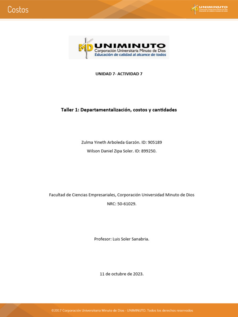 Actividad 7 | PDF | Costo | Business