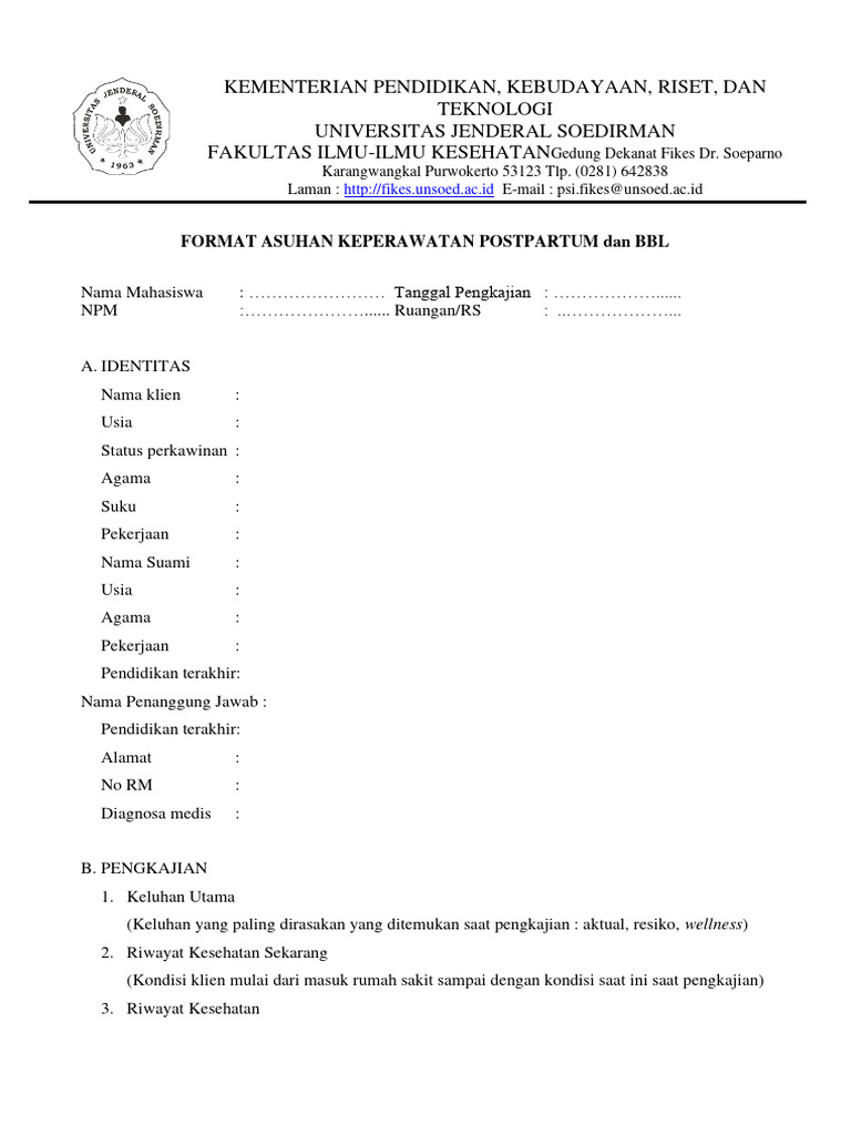 Format Askep Post Partum Dan BBL | PDF
