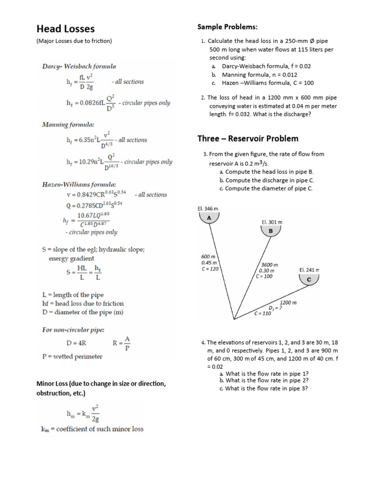 Head Losses Lecture | PDF