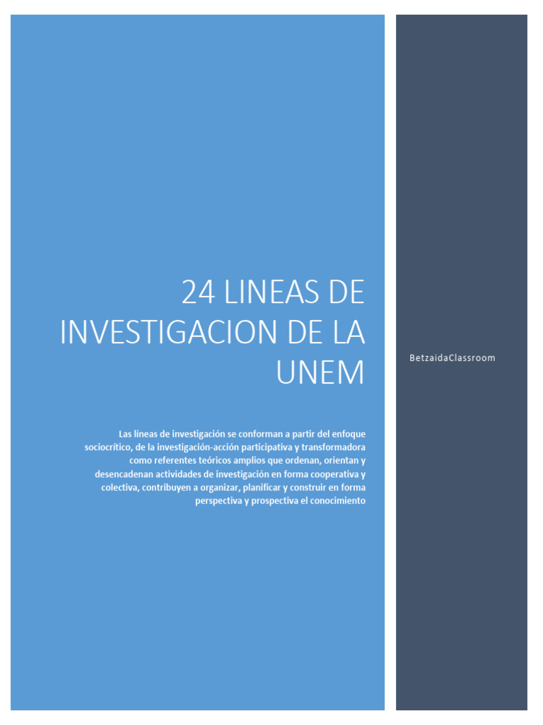 24 Lineas de Investigacion de La Unem | PDF