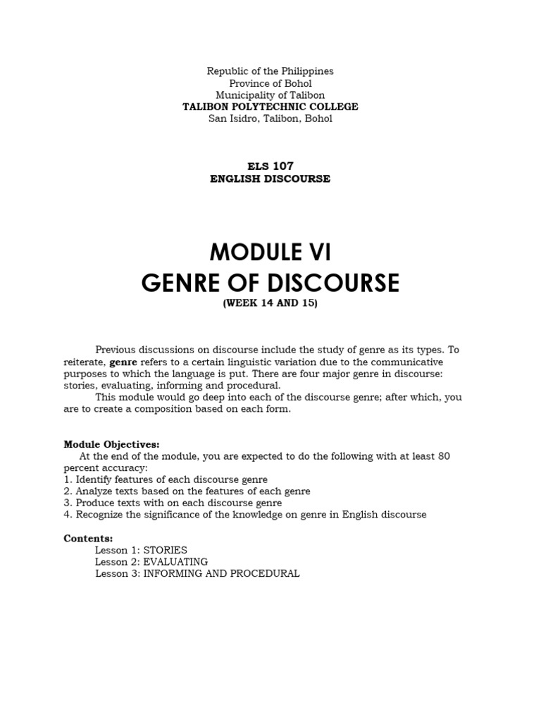 Discourse Module 6 | PDF