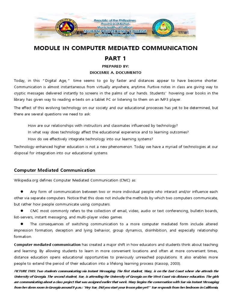 Computer Mediated Communication in Education | PDF | Career & Growth