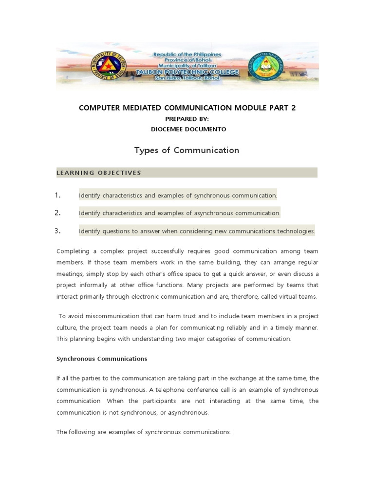 Computer Mediated Communication Module Part 2 | PDF | Fax | Communication