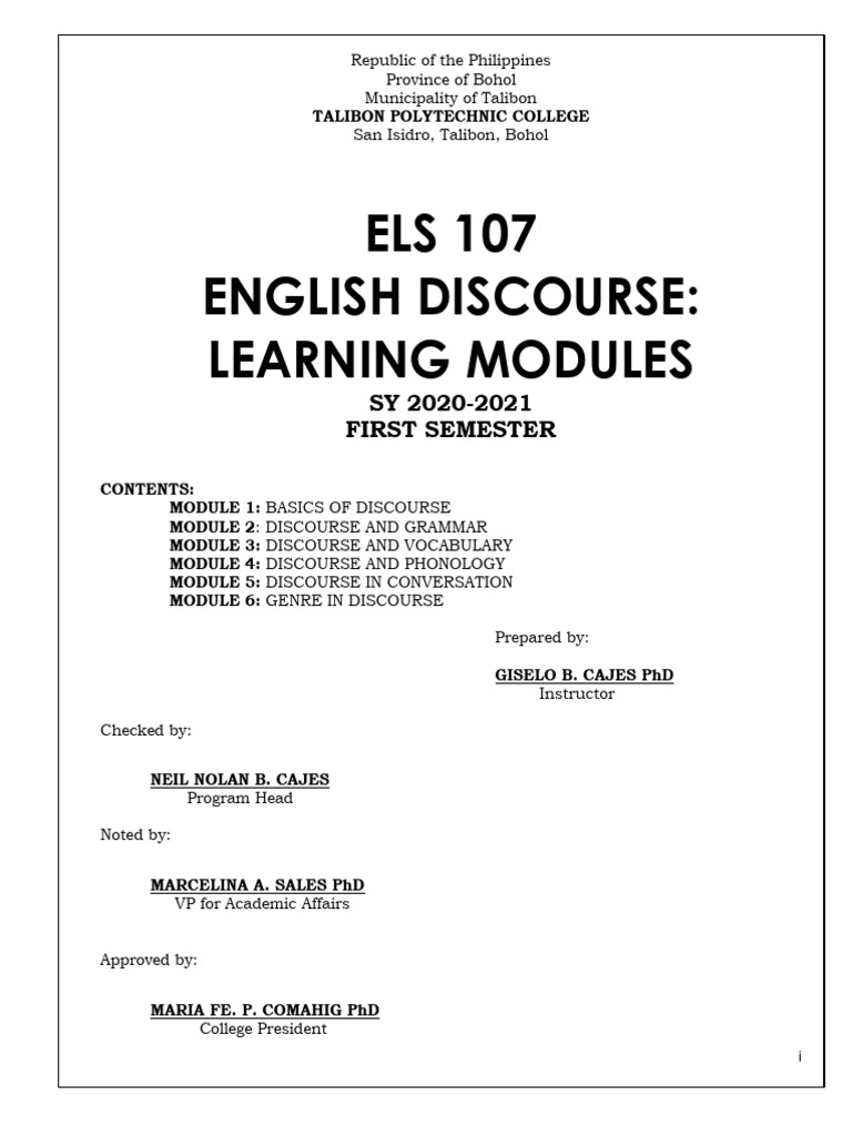 Discourse Modules Prelim | PDF | Discourse | Linguistics