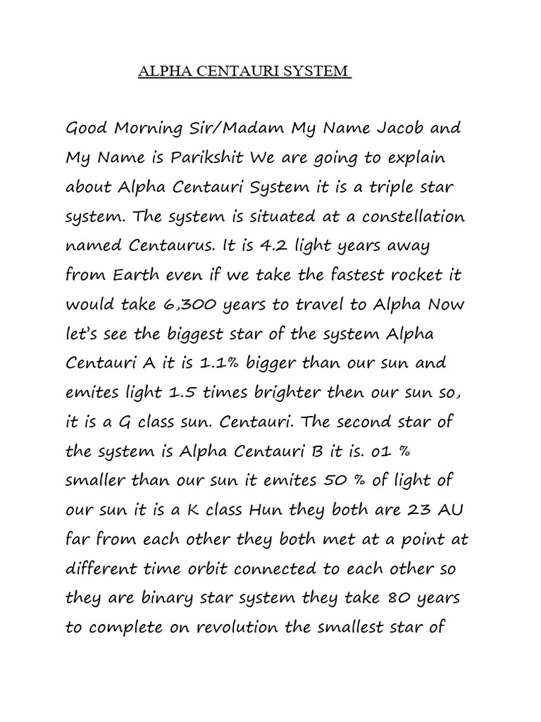 Alpha Centauri System | PDF