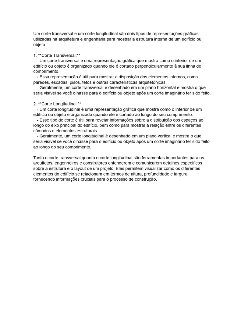 CORTE TRANSVERSAL E LONGITUDINAL OQUE É | PDF