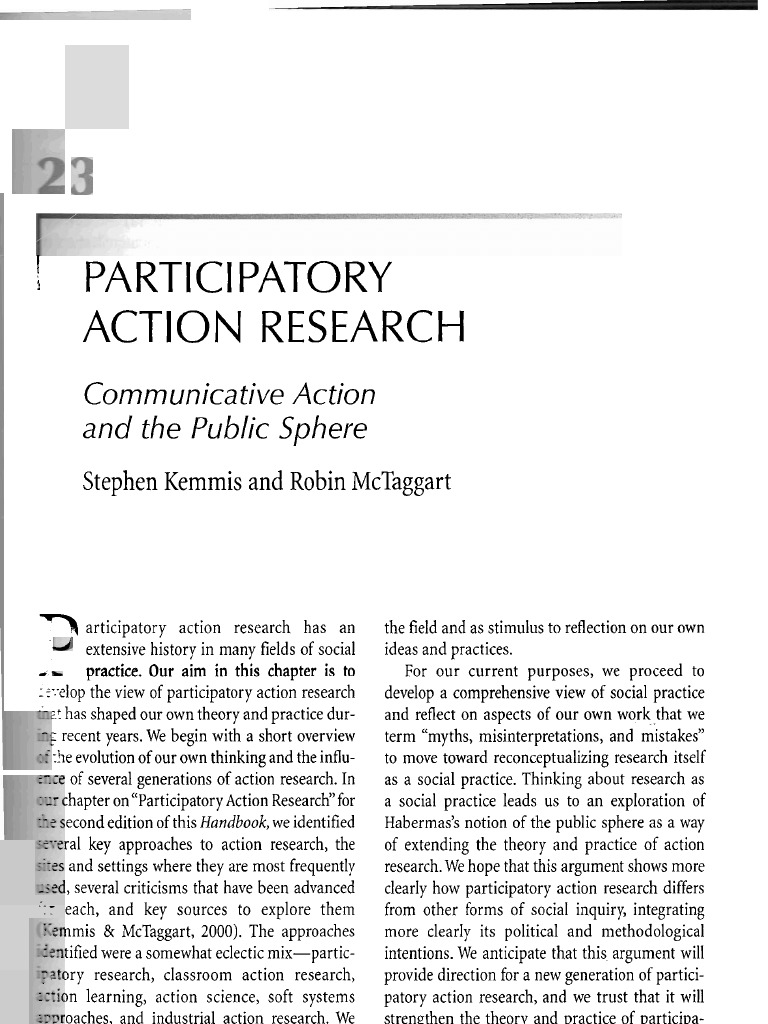 Reading #2: Participatory Action Research | Action Research ...