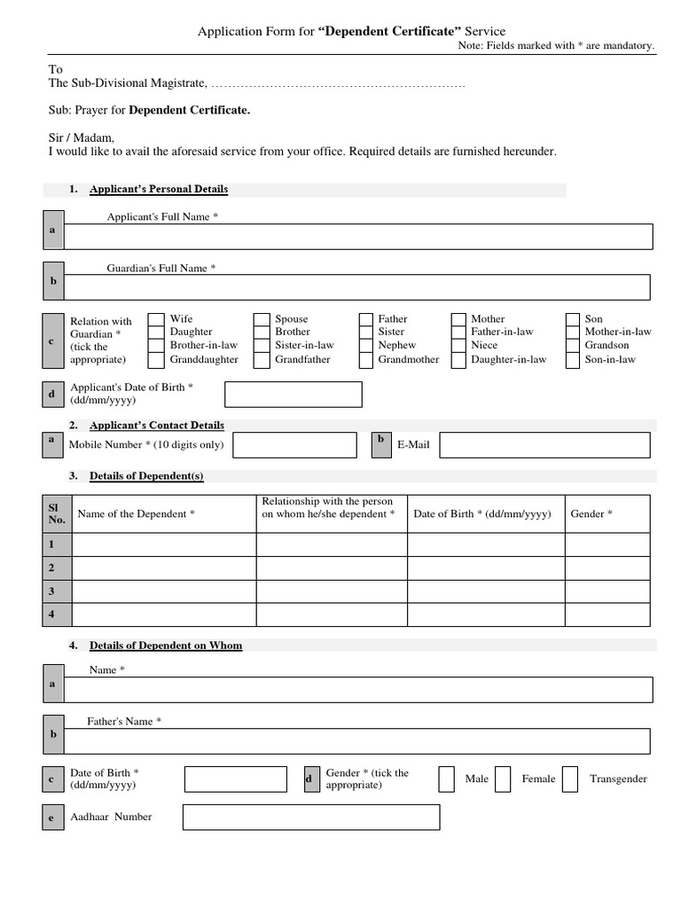 Dependent Certificate Offline Form | Download Free PDF | Identity ... Dependent Certificate Offline Form | Download Free PDF | Identity ...