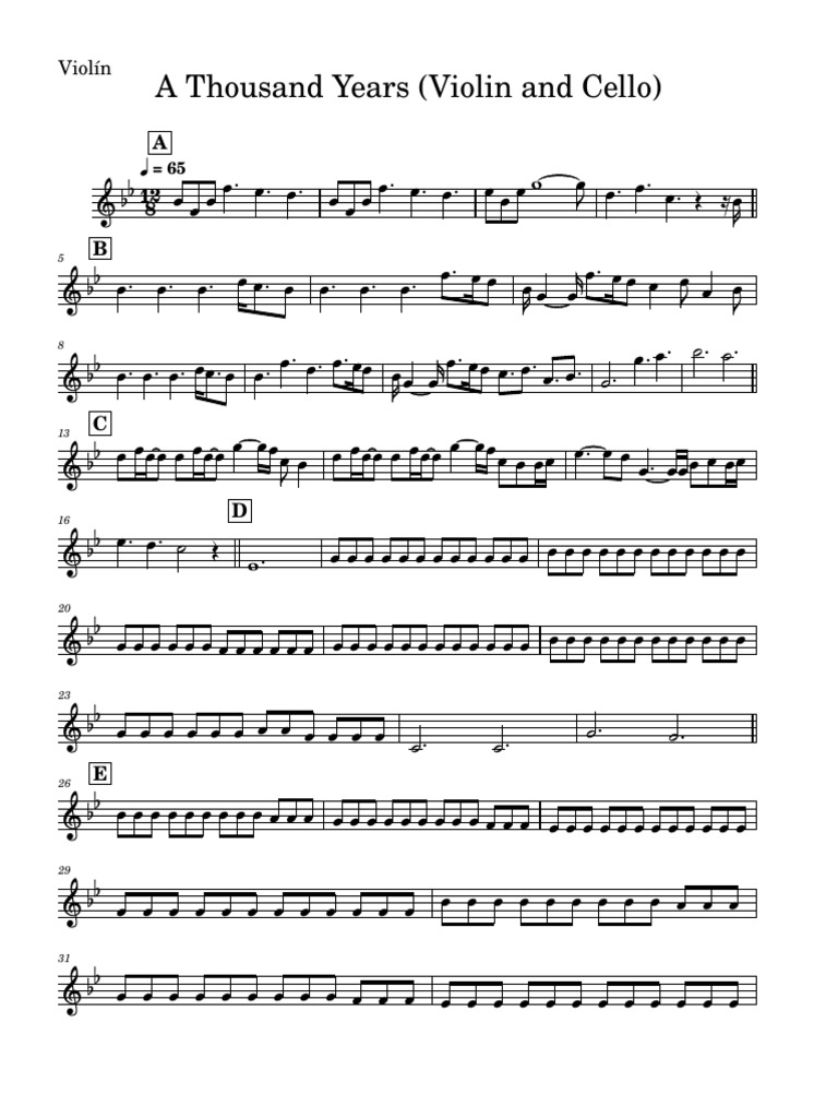 A Thousand Years (Violin-Cello) - Violín | PDF | String Instruments ...