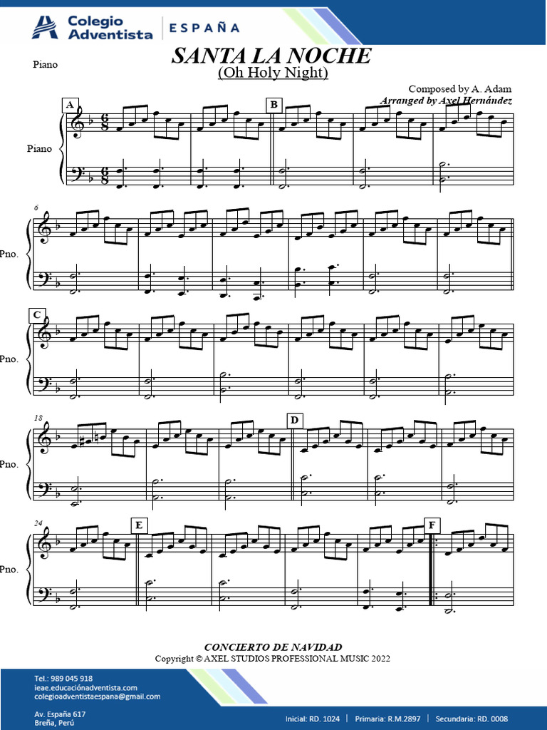 Santa La Noche - Piano | PDF
