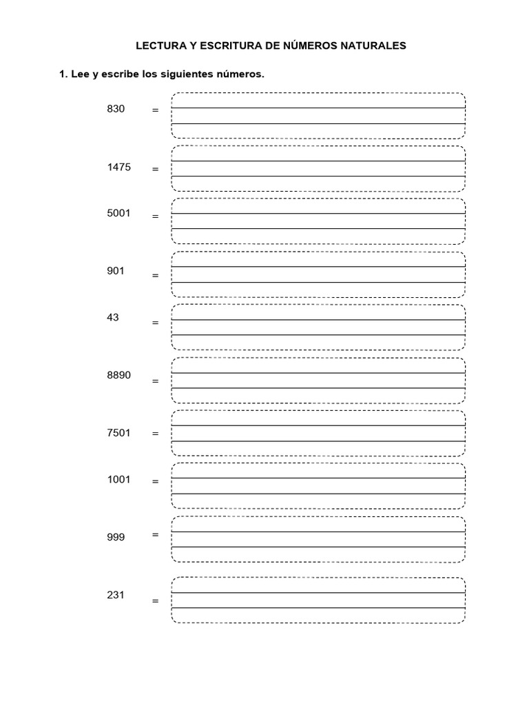 Lectura y Escritura de Números Naturales | PDF | Hogar, jardinería y ...