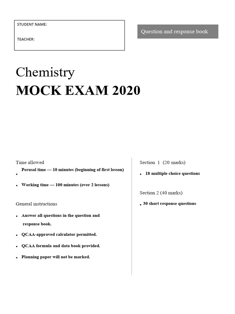 11 Chem Mock | PDF | Acid | Chemical Reactions