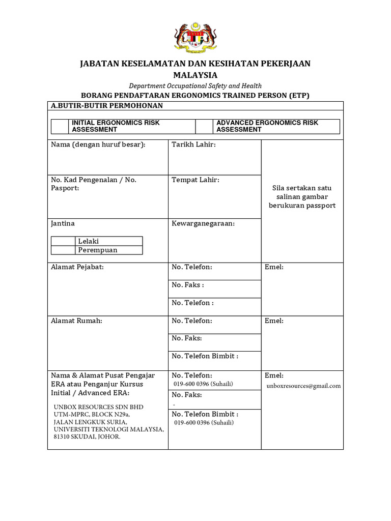 Borang Pendaftaran ETP (3) | PDF
