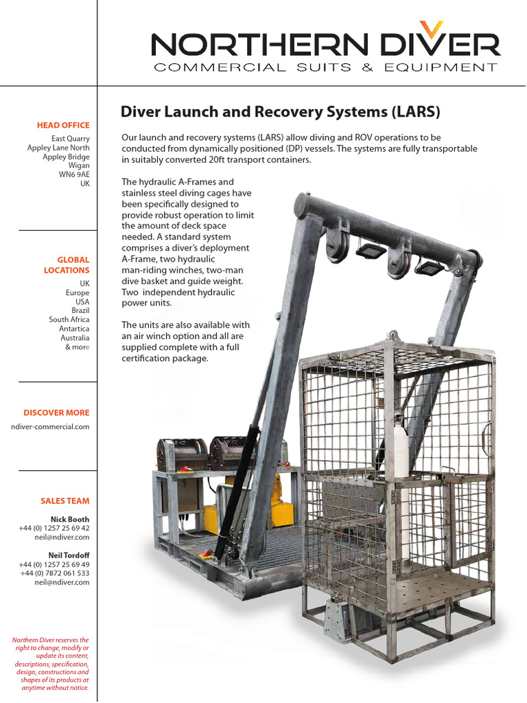 Lars Diver Launch Recovery Systems Datasheet P | PDF | Scuba Diving ...