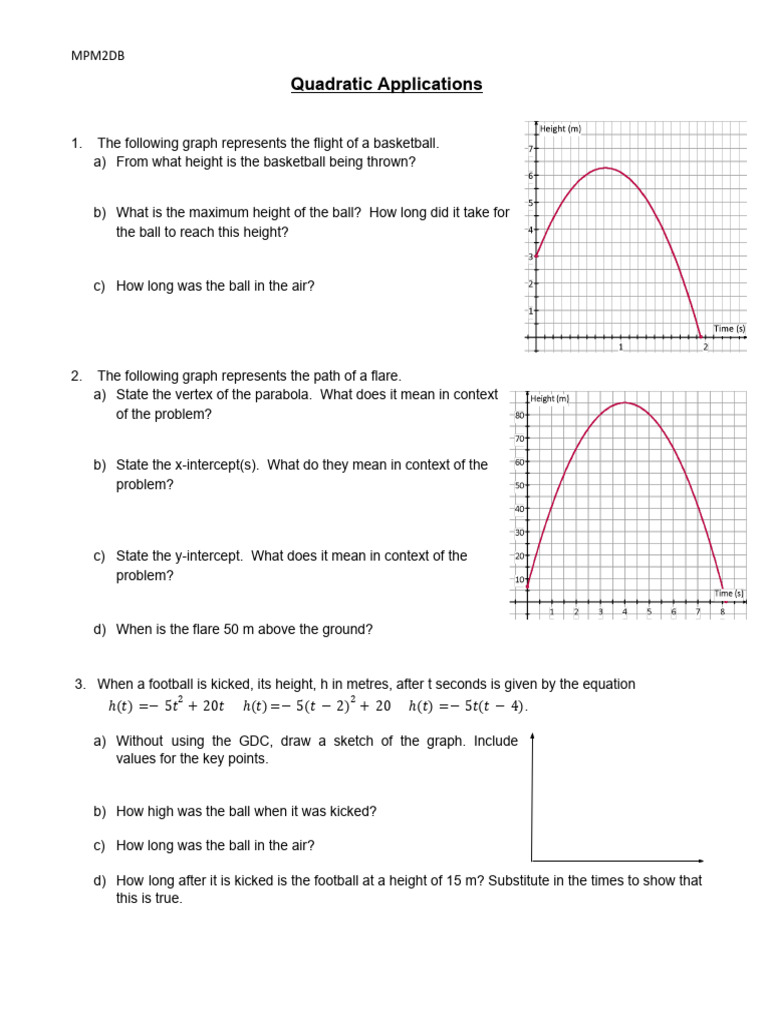 Quadratic Applications | PDF