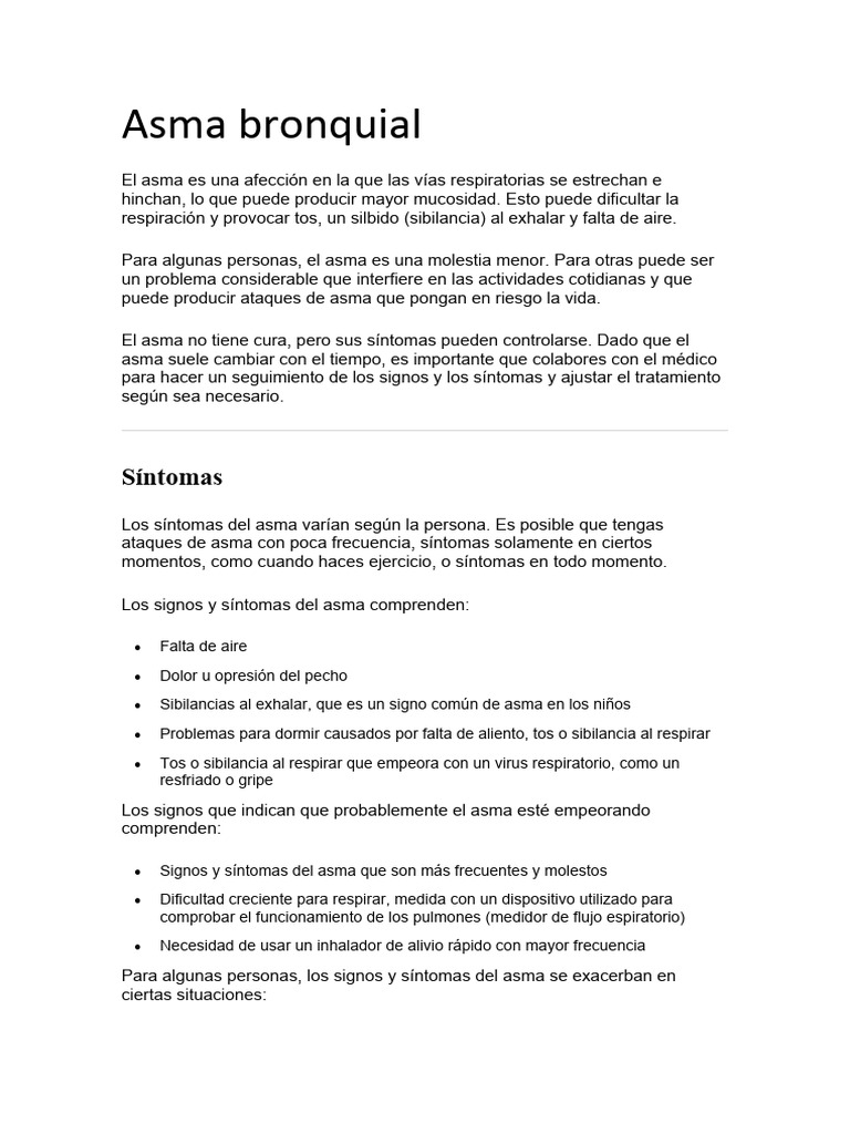 Asma Bronquial | PDF | Asma | Alergia