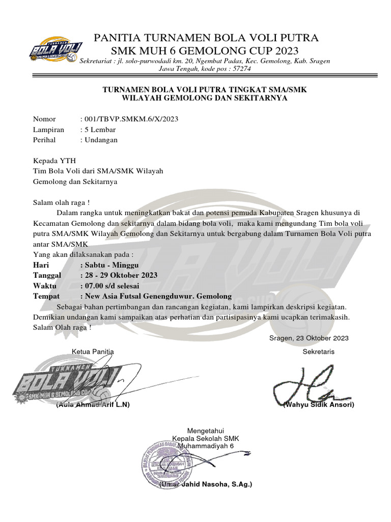 Undangan Muh 6 CUP | PDF