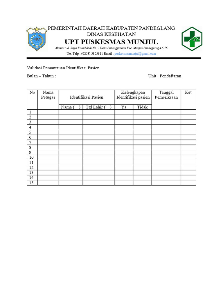 Form Pemantauan Identifikasi Pasien | PDF
