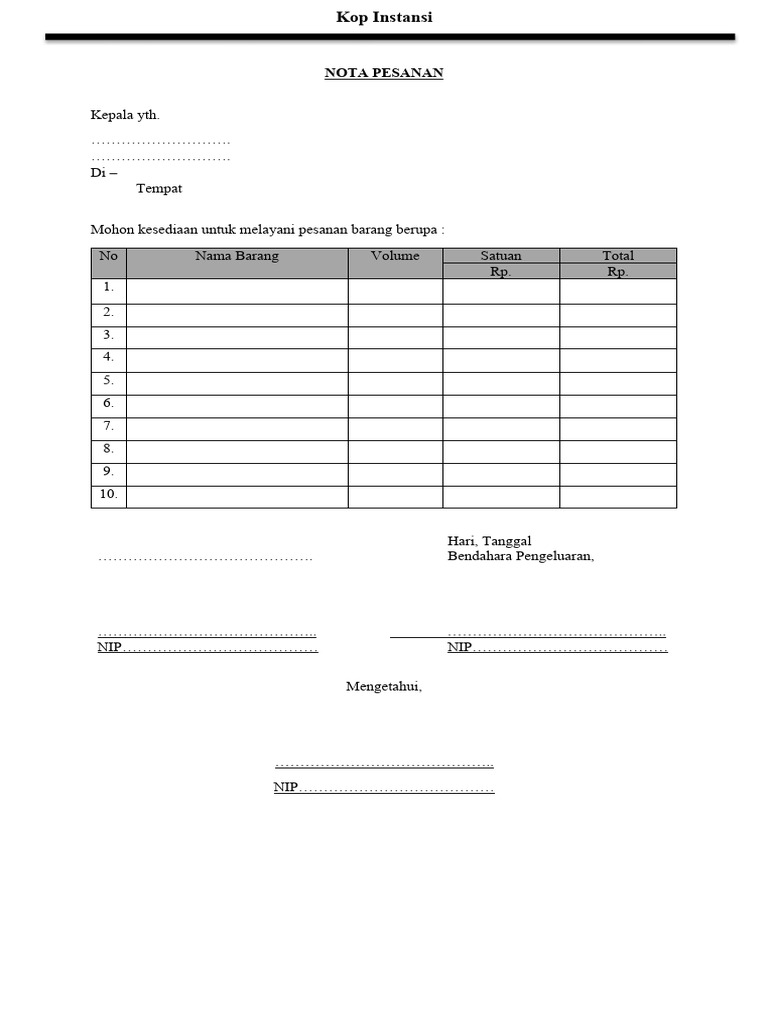 Contoh NOTA PESANAn | PDF