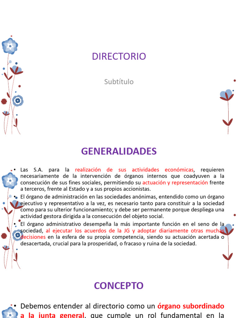 Directorio de una Sociedad Anónima | PDF | Sociedad de responsabilidad ...