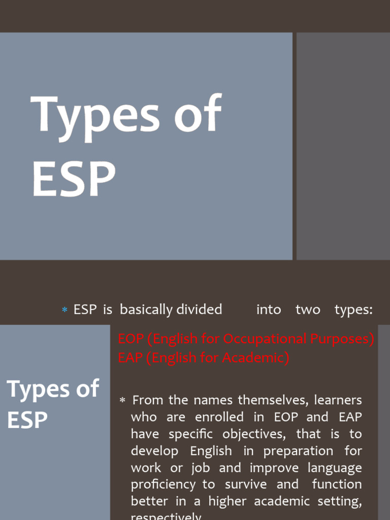 2.2 Types of ESP | PDF | Communication | Cognition